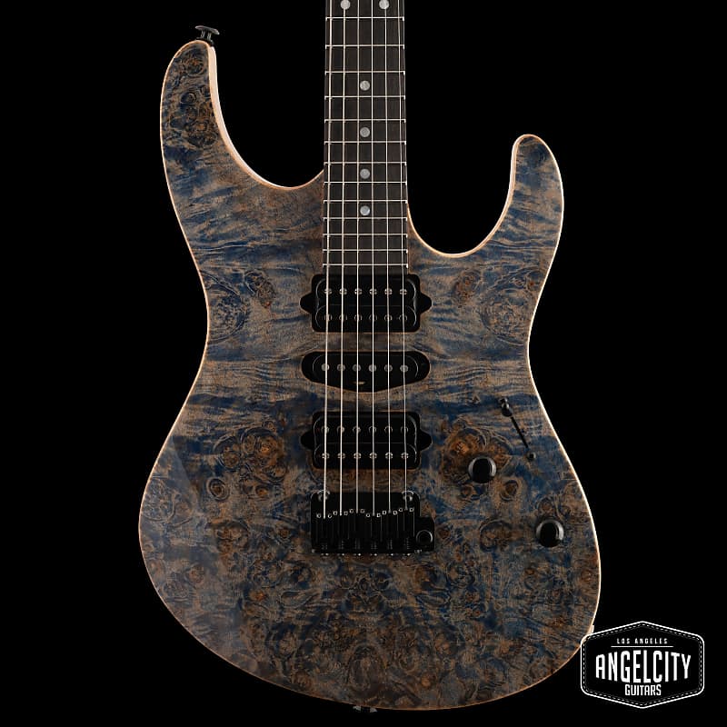 Suhr Modern Custom, Burl Top, Trans Blue Denim | Reverb