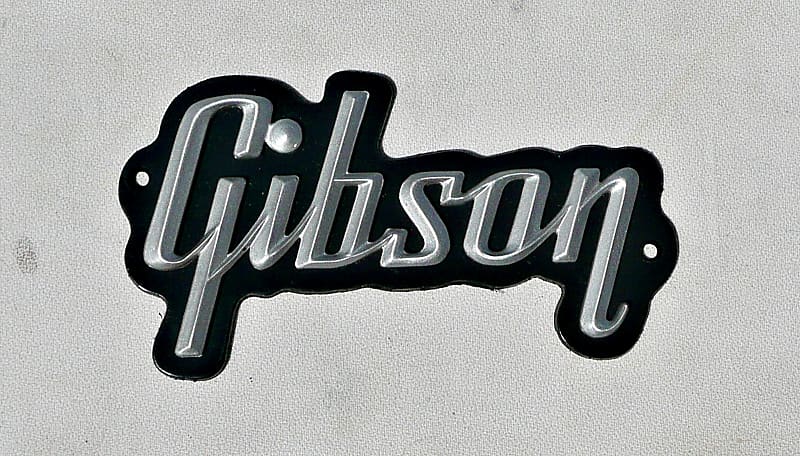 Gibson Original 1960s Amp Logo - Black Back with Silver | Reverb