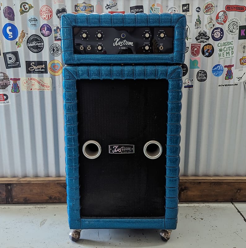 1970's Kustom K100 Bass Amp - Blue "Tuck-and-Roll" Vinyl | Reverb