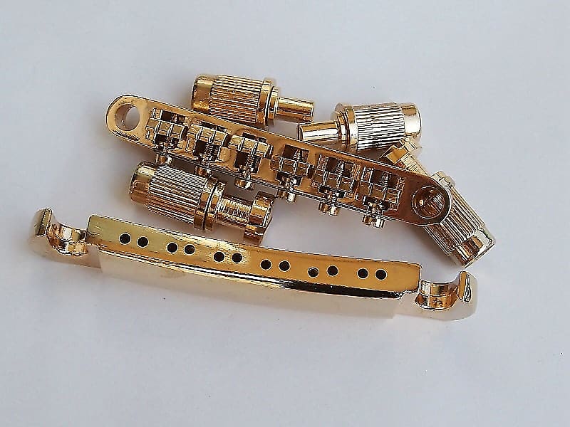 Guitar 12 String Tune-O-Matic Bridge and Tailpiece in Gold | Reverb