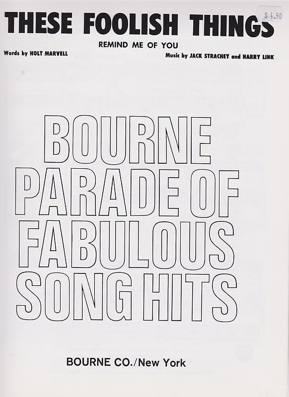 . "These Foolish Things" Single Sheet Music Pulished by | Reverb