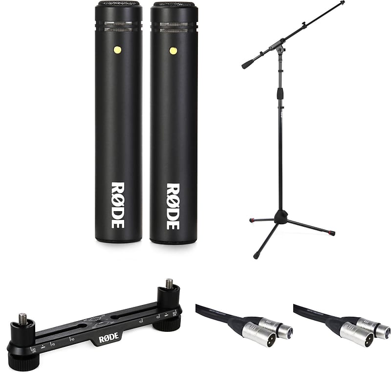 Rode M5 Matched Pair Bundle with Stereo Bar Stand and Cables | Reverb