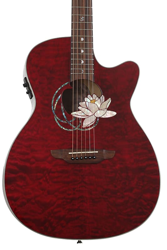 Luna Flora Lotus Quilted Maple Acoustic-Electric Guitar - | Reverb