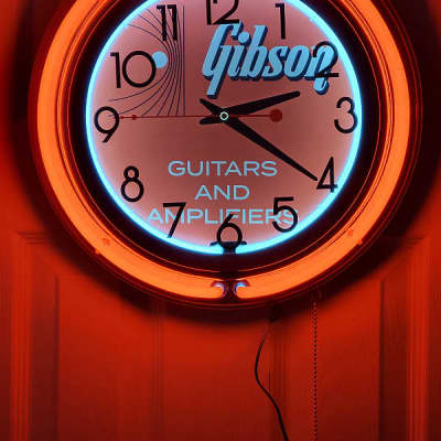 Gibson Vintage Lighted Wall Clock Handmade Strings Graphic | Reverb