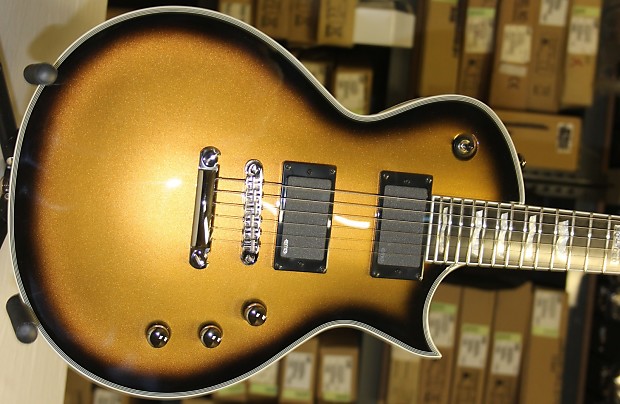 ESP LTD EC-1000 Ebony Metallic Gold Sunburst Deluxe Electric | Reverb
