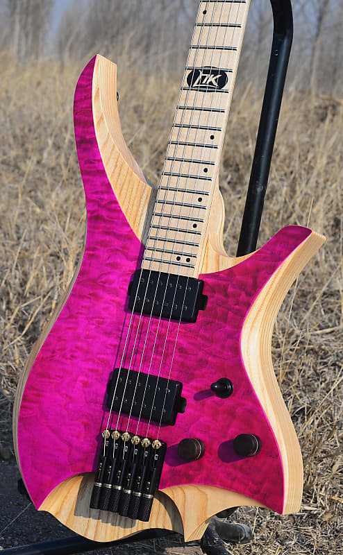 2019 New NK Headless guitar Purple color Quilted Maple Veneer | Reverb