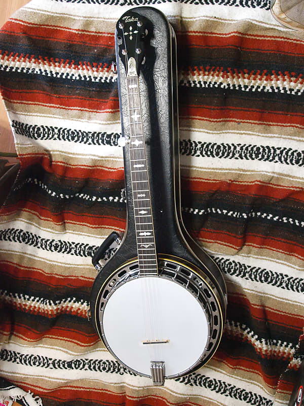 Taka 5 string resonator banjo Kasuga 1975 natural w/HS case | Reverb