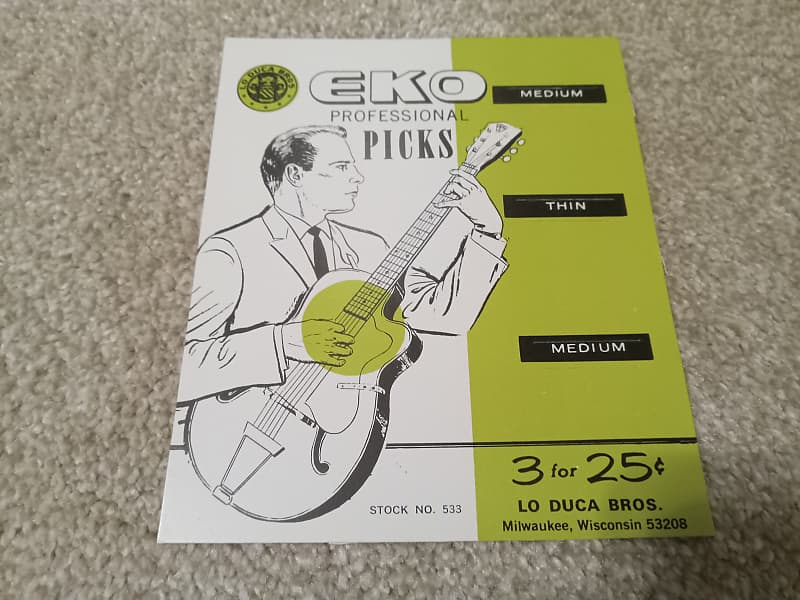 Vintage NOS 1960's Eko Professional Guitar Pick Packaging | Reverb