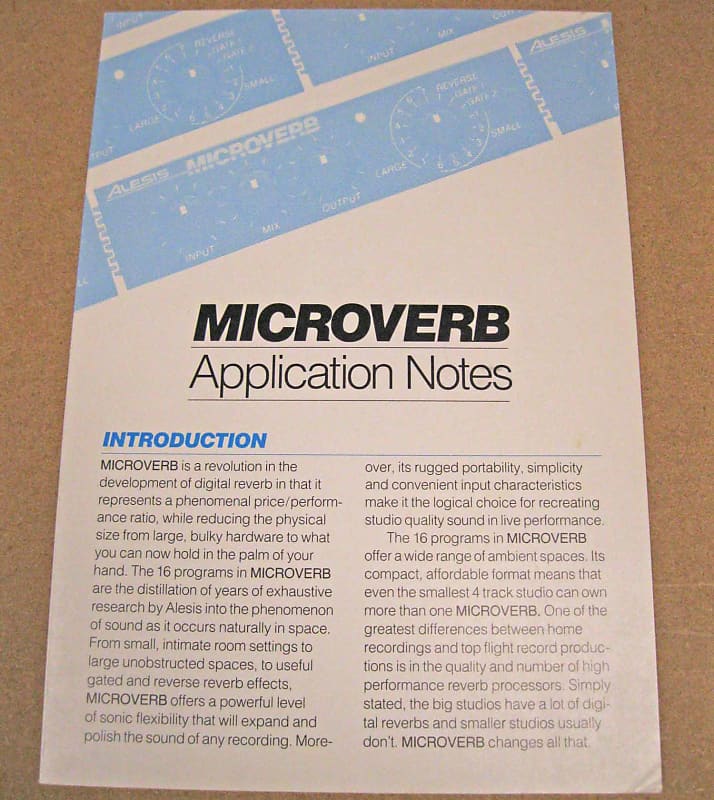 Alesis Microverb Applications Note | Reverb