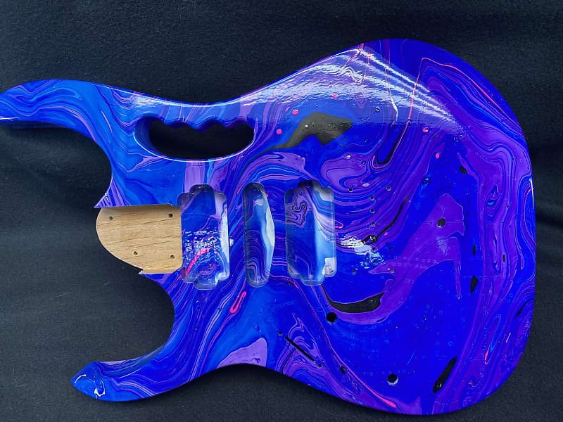 Blue multicolor Swirled Alder 6 string LEFTY Jem style guitar | Reverb