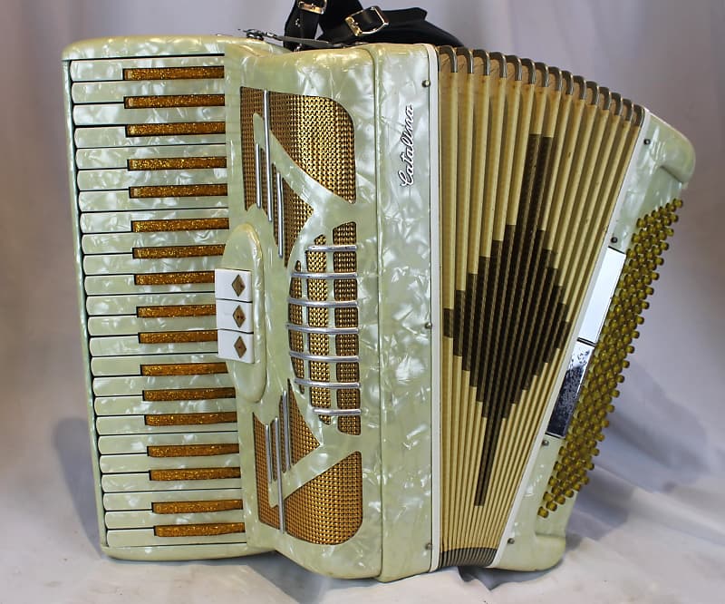 6353 - Ivory Gold Catalina Piano Accordion LM 41 120 | Reverb