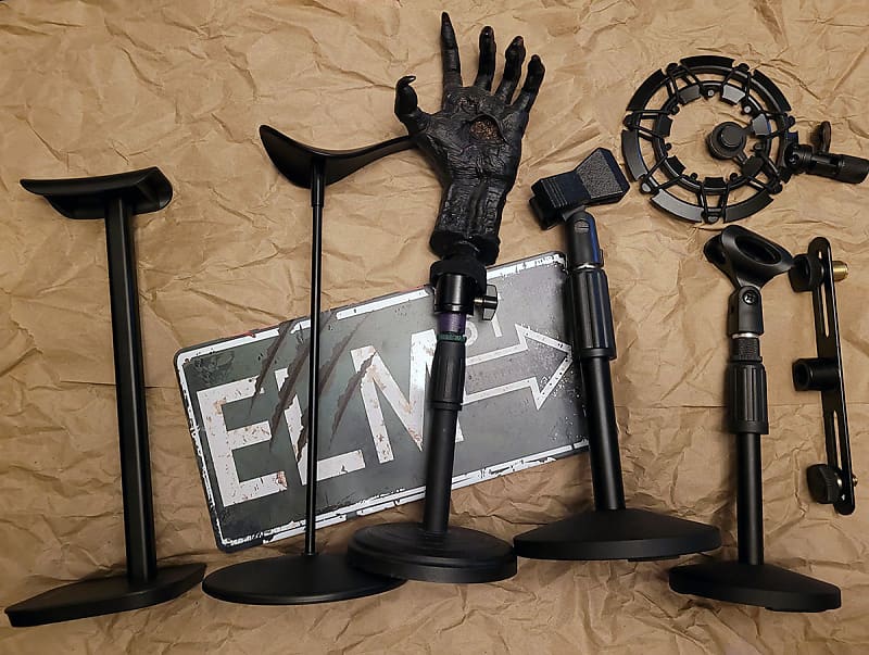 Desktop Microphone & Headphone Stands with Horror Gothic | Reverb