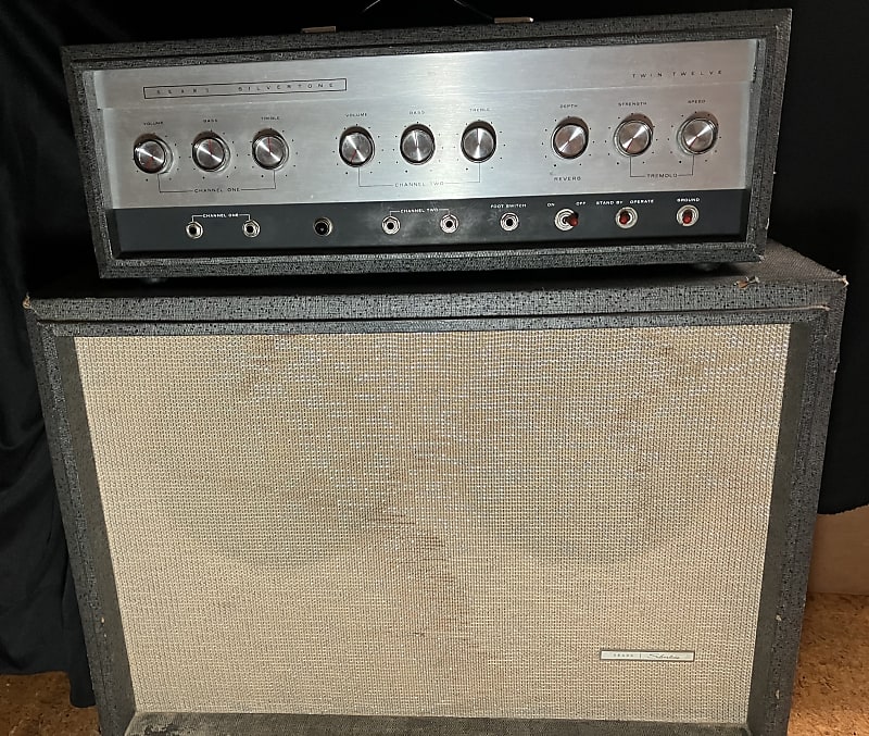 Sears Silvertone 1484 Amp & Piggyback Cabinet Stock Working | Reverb