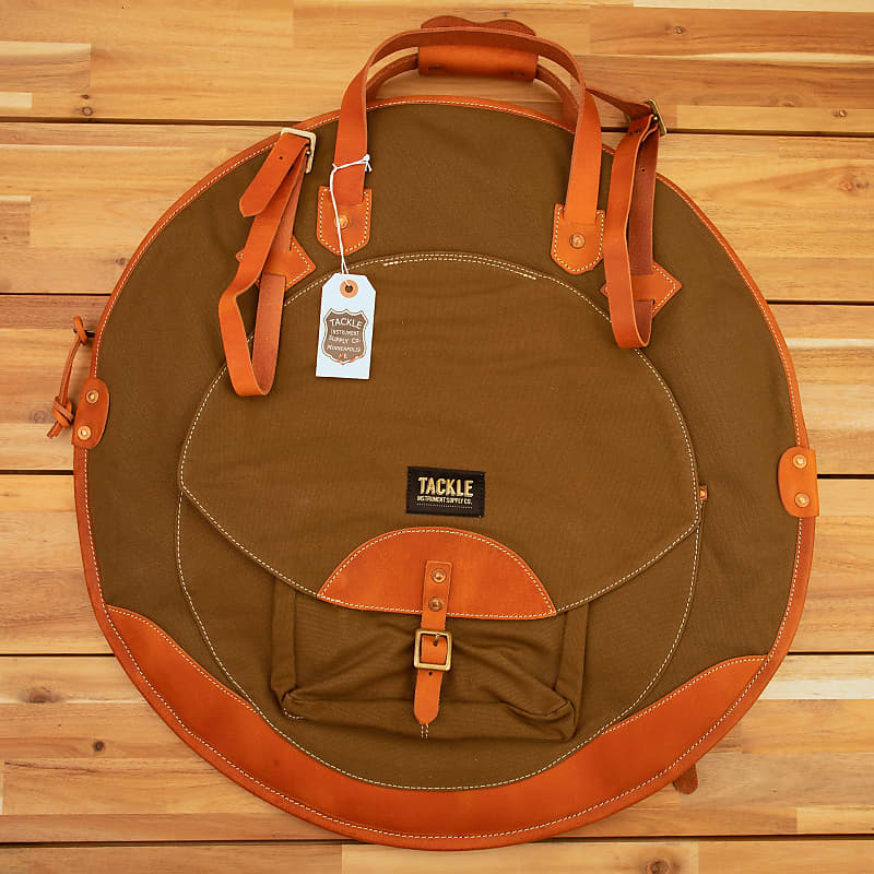 TACKLE 22" LEATHER AND CANVAS CYMBAL BAG, BACK PACK, FOREST | Reverb