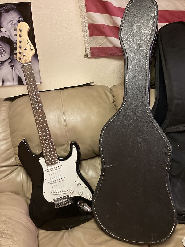 Spectrum Strat Style Electric Guitar Black and White Gloss | Reverb