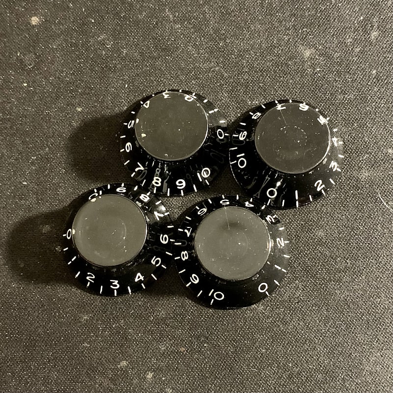 VINTAGE! 1970s Gibson Bell Hat Knobs Clear Top Black 4x | Reverb