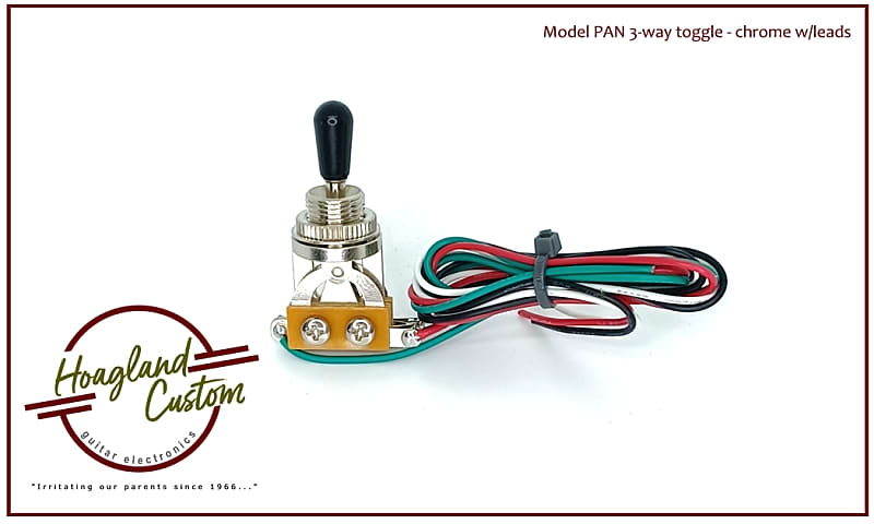 3-Way Toggle Switch w/18" leads! Chrome w/black switch tip | Reverb