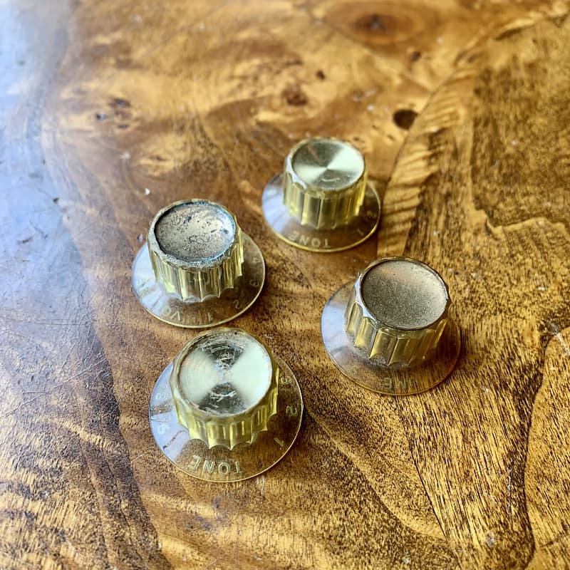 Guild Volume/ Tone knobs set 1950’s Clear/ gold Kay original | Reverb