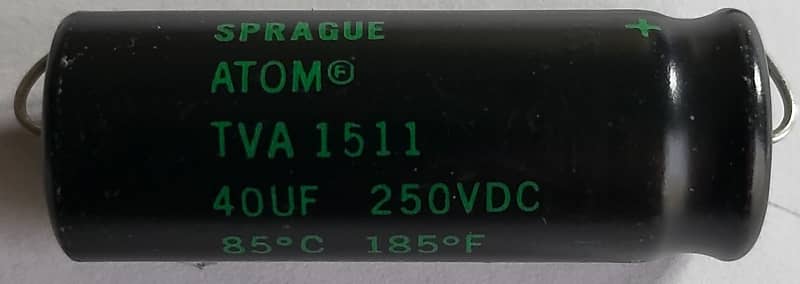 TVA1511 Sprague "ATOM" Electrolytic Capacitor, 40uf 250vdc, | Reverb