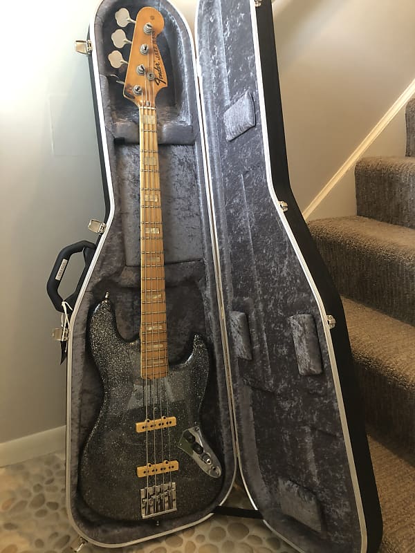 Fender Jazz Bass 1975 Black-Silver Sparkle | Reverb