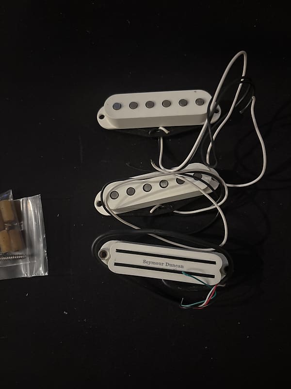Seymour Duncan Hot Rail & Flat Strat HSS Pickup Set - White | Reverb