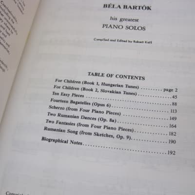 Bela Bartok His Greatest Piano Solos Sheet Music Song Book | Reverb