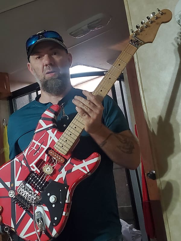 Unbranded Frankenstrat Replica red, white, and black 2020 Evh | Reverb