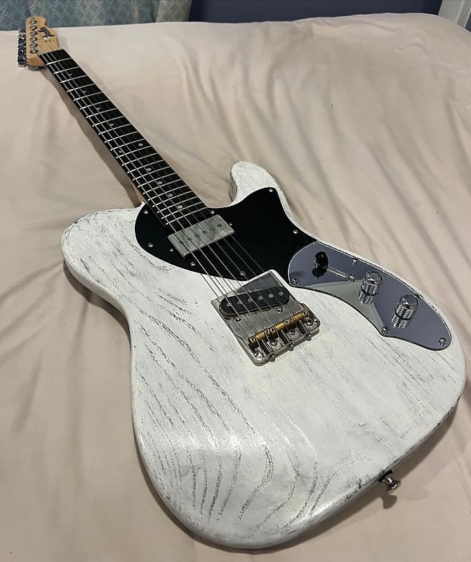 Custom Partscaster Contoured Tele in White Cerused Ash | Reverb
