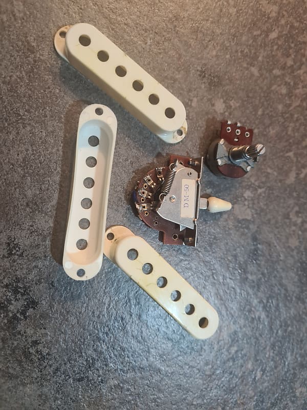 Fender Japan JV Parts 1983 DM-50 switch, pot & pickup covers | Reverb