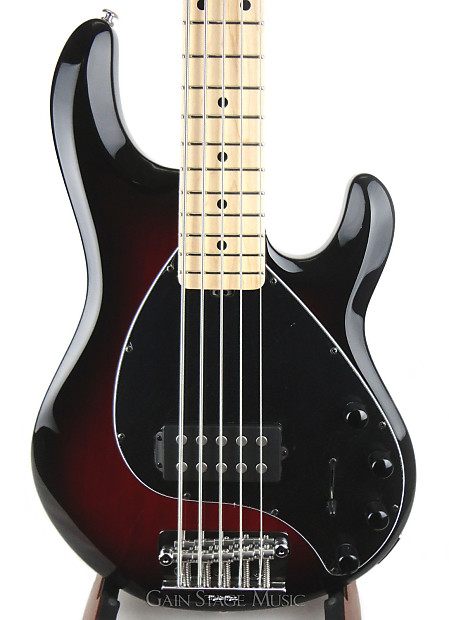 Music Man StingRay 5 Bass Guitar 5 String Black Cherry Finish | Reverb