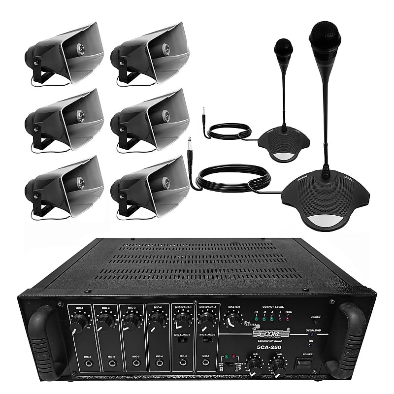 5 Core PA System Outdoor Indoor Paging Kit with 6 | Reverb