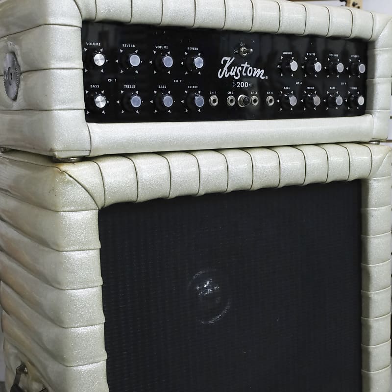 Kustom 200 BS + 2x15 Cab - White Sparkle | Reverb Canada