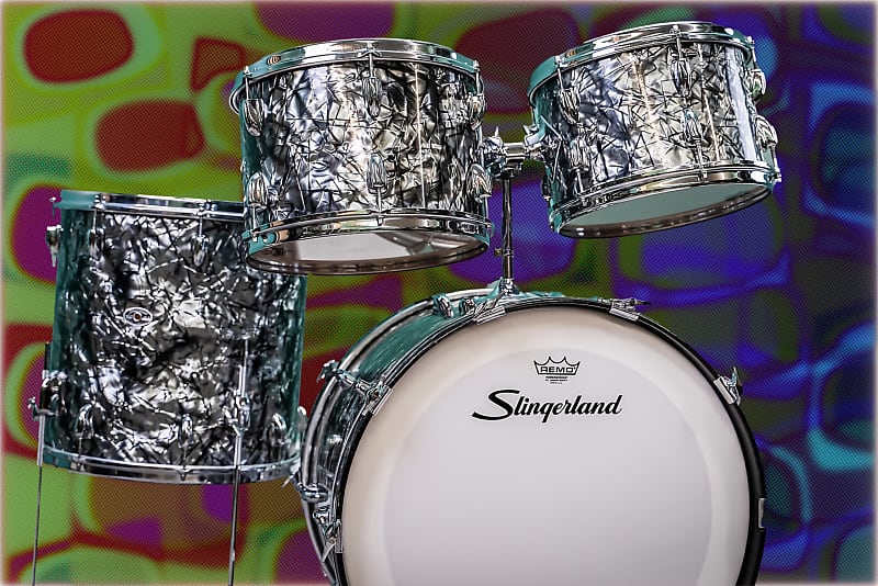 Slingerland 70s Niles Era 4 pc Drum Set in Black Diamond | Reverb