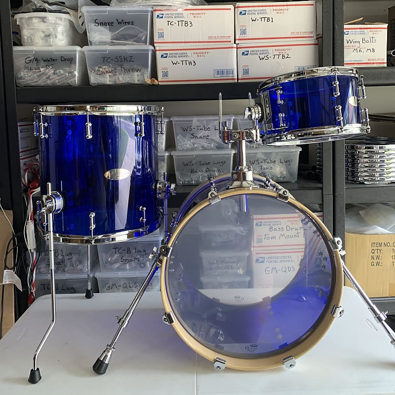 J&J Custom DrumWorks Bop Kit Shell Pack- Blue Acrylic | Reverb