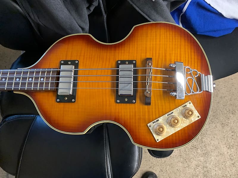 Left Handed Epiphone Viola Bass 1998 Vintage Sunburst/ with | Reverb