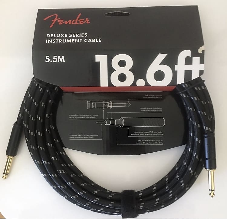 Fender Deluxe Series Guitar Instrument Cable 18.6' ft Black | Reverb