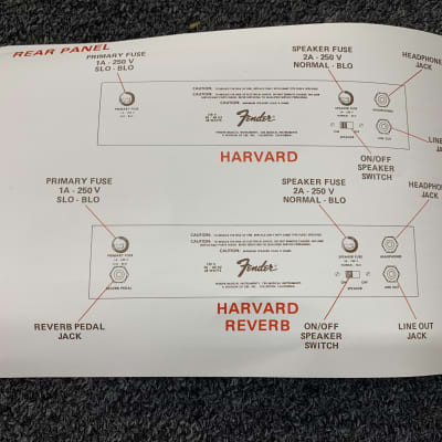 Fender Harvard & Harvard Reverb Owners Manual Early 80’s | Reverb