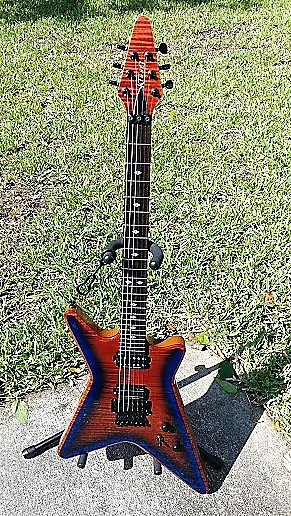 2016 Kiesel V220 custom "Fire" burst by Jeff, flame neck, 3 | Reverb