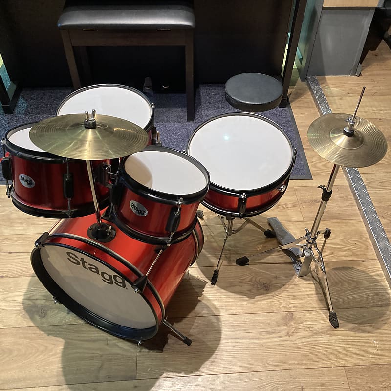 Stagg Kid's Drum Kit TIM JR 5/16ths Size Red | Reverb