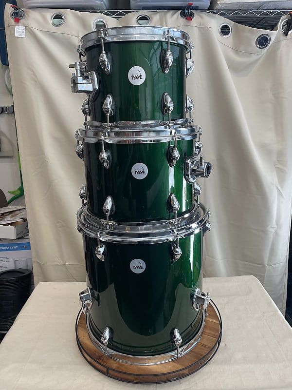 Taye 7x10” 8x12” 14x14” poplar Tom set Green wrap | Reverb