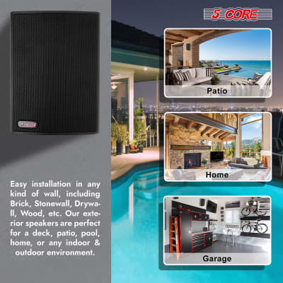 5CORE Outdoor Speakers Stereo in Wall Speaker 2Pcs 100W Peak | Reverb