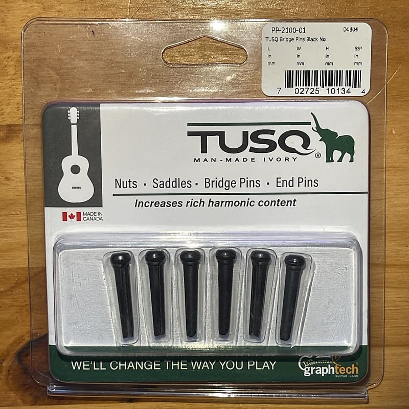PP-2100-01 Tusq Traditional Bridge Pins Black No Dot | Reverb