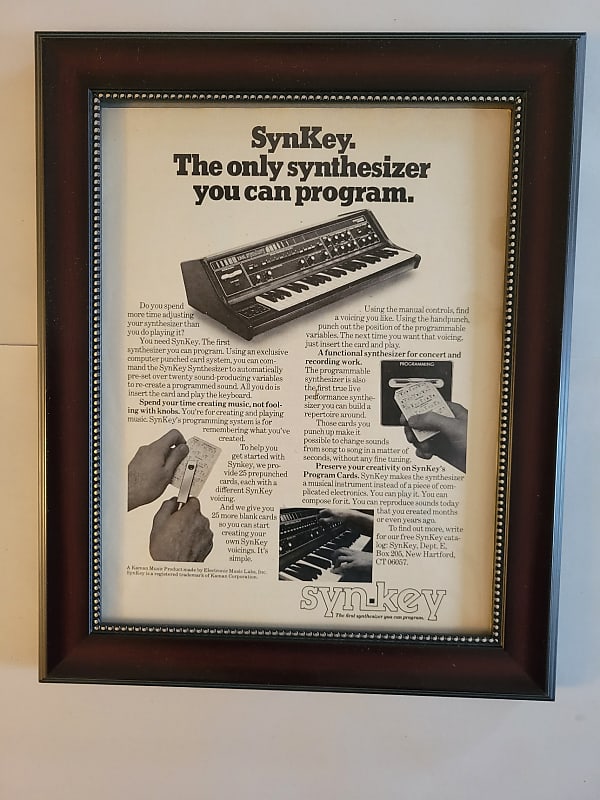1976 SynKey Synthesizers Promotional Ad Framed SynKey | Reverb