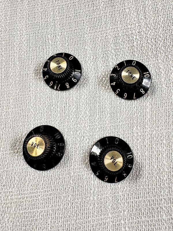 Gibson Witch Hat Knobs 1960s 1970s - Black / Gold | Reverb
