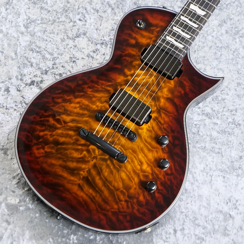 ESP E-II Eclipse EC QM FL Tyger Eye Sunburst [Made in | Reverb