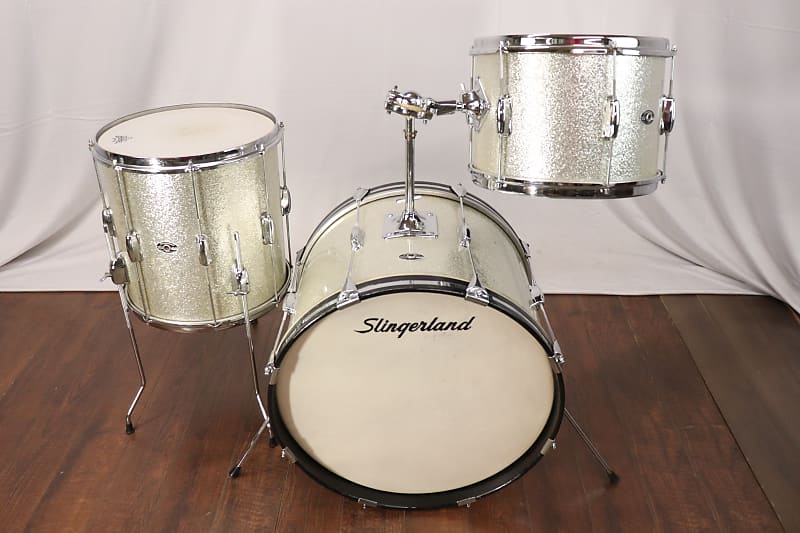 Slingerland Silver Sparkle 3pc Drum Kit Set 3Ply Vintage | Reverb