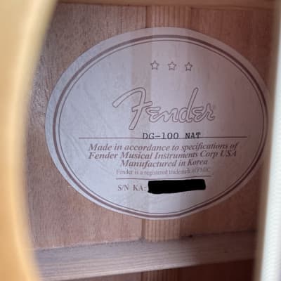 Fender DG-100 Mid-90s Acoustic Dreadnaught | Reverb