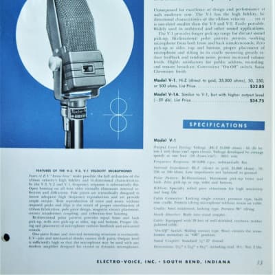 Electro-Voice V-1 Ribbon Velocity Microphone | Reverb Canada