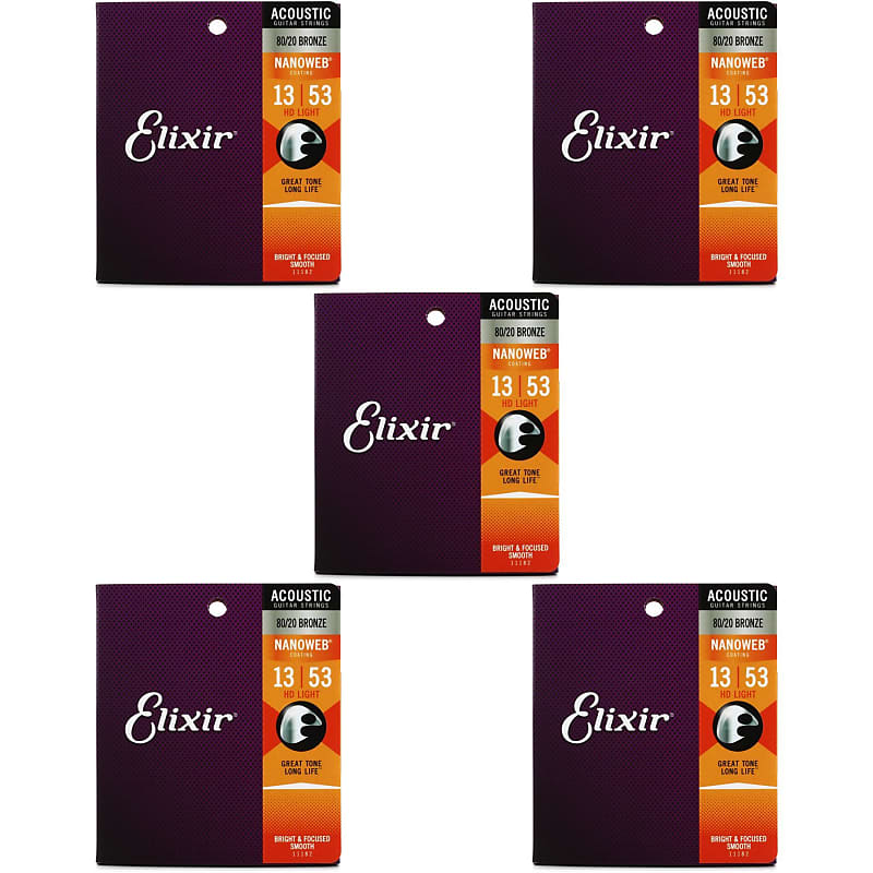 Elixir Strings 11182 Nanoweb 80/20 Acoustic Guitar Strings - | Reverb
