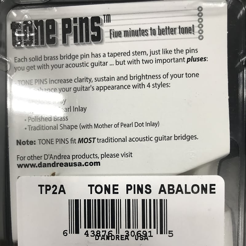D’Andrea TP2A Tone Pins Brass Abalone for Acoustic Guitar | Reverb